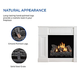 Duluth Forge 22" Ventless Dual Fuel Gas Log Set - 32,000 BTU, Thermostat Control, Natural Gas/Propane, Hand-Painted Winter Oak, Realistic Ceramic Logs, Oxygen Depletion Sensor, 99.9% Efficient