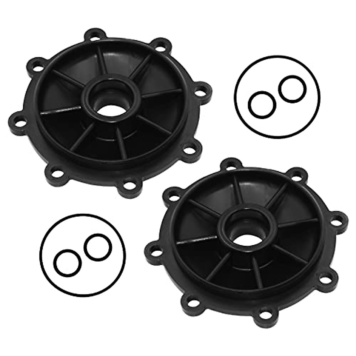 4606 Valve Cover/Cap with 1132+ O-ring and R0487100 Shaft O-ring Compatible with Zodiac Jandy Black/Gray 2-Way/3-Way Neverlube Valves, 2-Port/3-Port (2 Pack)