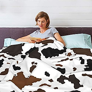 Artfuy Cow Print Blanket Microfiber Fleece Throw Blanket Lightweight Soft Cozy Sherpa Plush Bed Blankets for Bed Chair Sofa Couch Bedroom 40"X50"