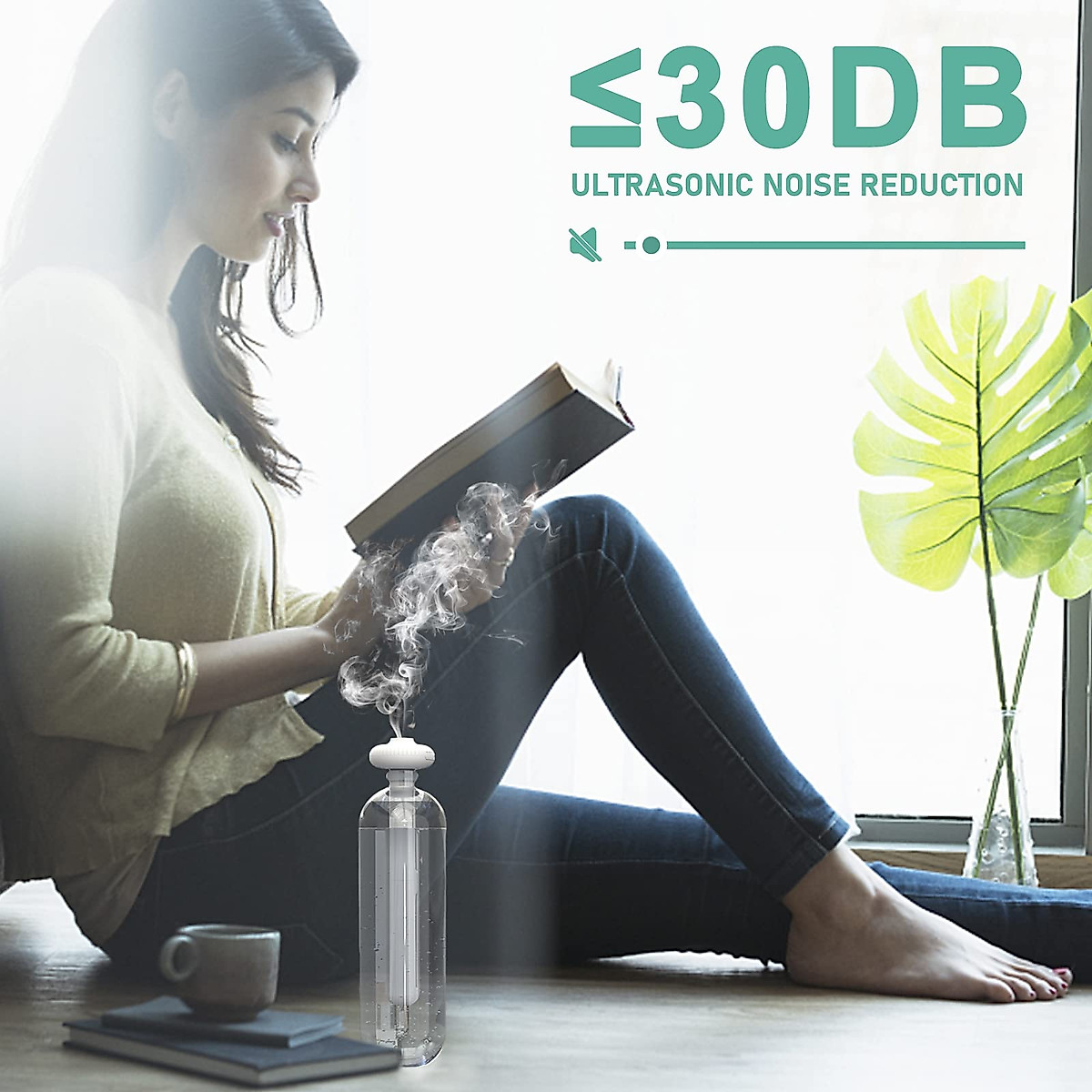 Mini Portable Humidifier for Car,Personal USB Powered Bedroom Quiet Humidifier with Container Diversity and Auto Shut Off,Ultrasonic Cool Mist Humidifier Plants, Car, Office, Hotel White