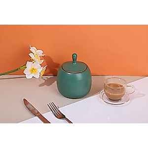 Amoysanli Kitchen Canisters Vintage Ceramic Food Storage Jar with Airtight Lid for Tea, Coffee, Herb, Sugar, Spice, Nuts (Ancient Green)