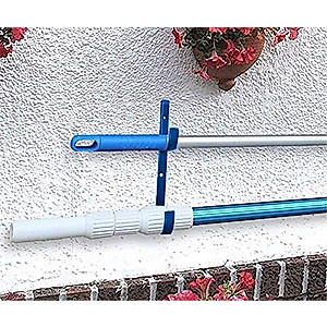 Flowerbeauty Pool Pole Hanger Premium Aluminium Holder Set, Ideal Hooks for Telescopic Poles, Skimmers, Leaf Rakes, Nets, Brushes, Vacuum Hose, Garden Tools and Swimming Pool Accessories (4, Blue)