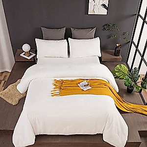 Houseri White Velvet Comforter Set Twin Fluffy White Bedding Comforter Flannel Bedding Twin All White Furry Bedding Sets Kids Fuzzy Comforter Plain White Sherpa Bedding Comforters Sets Twin