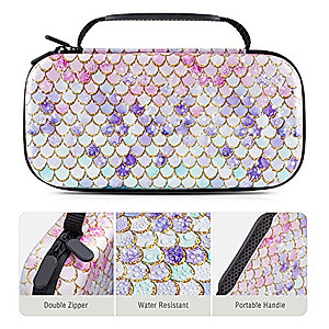 Lokigo Nintendo Switch Case / Nintendo Switch Case OLED Model, Protective Travel Switch Carry Case for Girls Women with 16 Games Cartridges for Console Joy-Con & Accessories, Mermaid