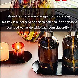 Stainless Steel Decorative Tray, Set of 2, 7 Inch Long, Jewelry Dish Cosmetics Organizer Bathroom Clutter Serving Platter Small Storage Tray, Oval, Matte Black