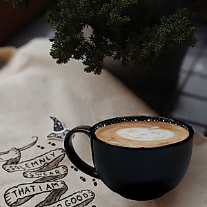 BigNoseDeer 15oz Goth Halloween Mug Large Witch Halloween Coffee Mug Evil Eyes Goth Decor Ceramic Tea Cup Black Coffee Cup for Witchy Gifts Goth Cup Tea Mug Halloween Cauldron Mug Witch Brew Mug