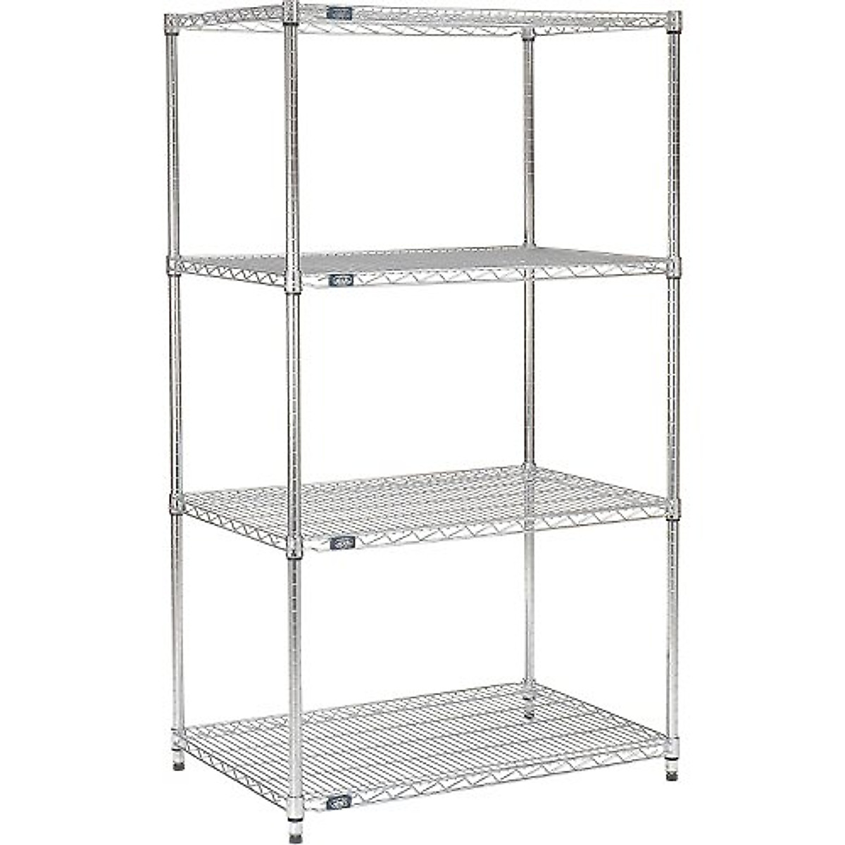 Nexel Adjustable Wire Shelving Unit, 4 Tier, Commercial Dry Storage Rack, 36" x 48" x 86", Chrome