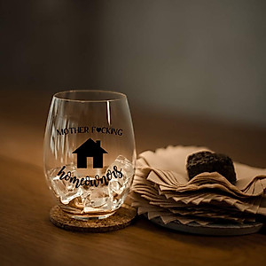 Perfectinsoy Housewarming Wine Glass with Gift Box, Unique House Gifts For New Home Owner, Funny First Time Home Owner Gift Ideas, Funny Novelty Wine Glassware Gift for Women, Party, Event