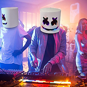 Omaky Halloween LED DJ Mask Music Festival Full Head Light Up Masks for Man Women Kids Thanksgiving Christmas Halloween Party