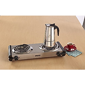 Imusa USA GAU-80312US Electric Double Burner 1750-Watts, Stainless Steel, Silver