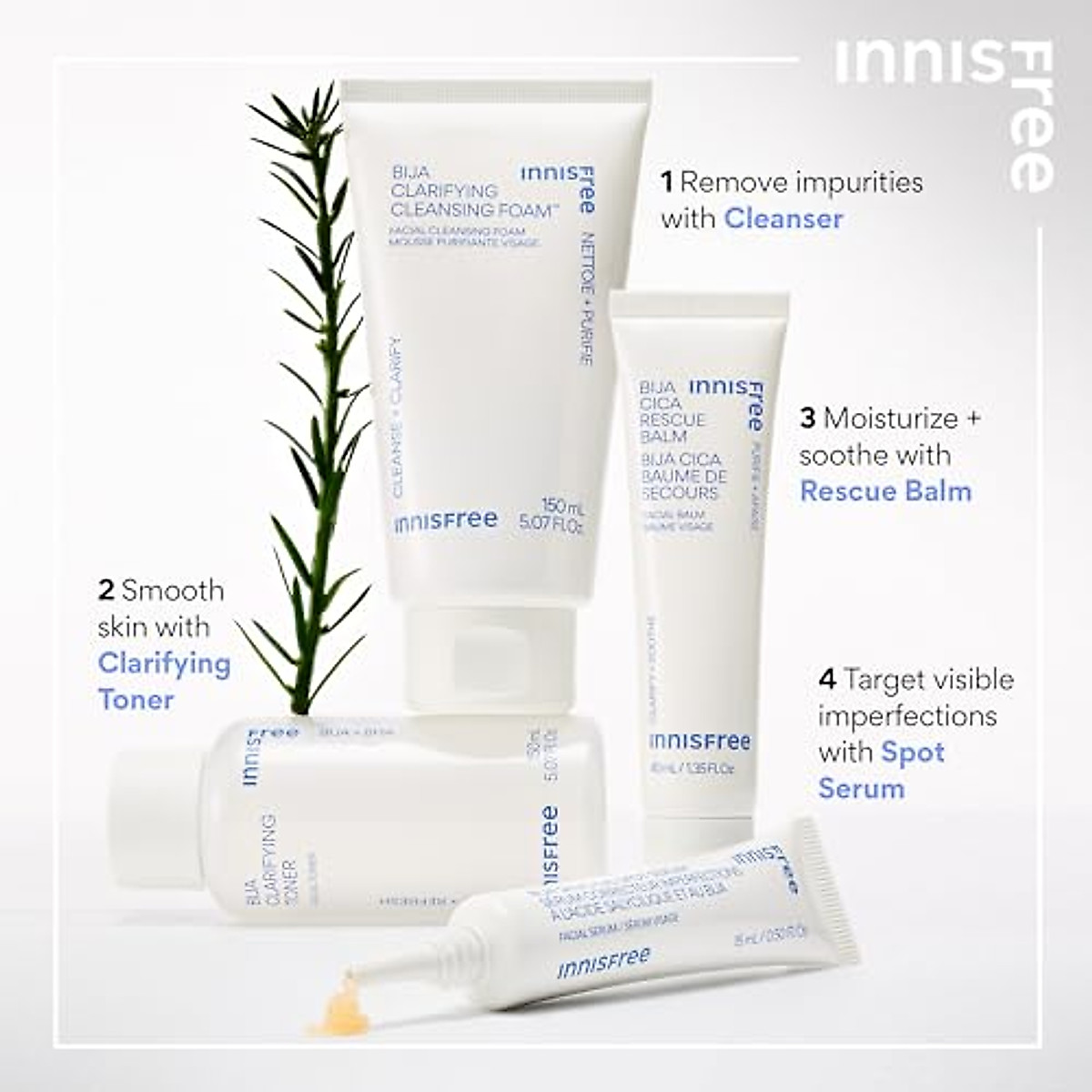 innisfree Bija Clarifying Cleansing Foam with Salicylic Acid and Castor Seed Oil, Korean Face Wash, Sulfate Free