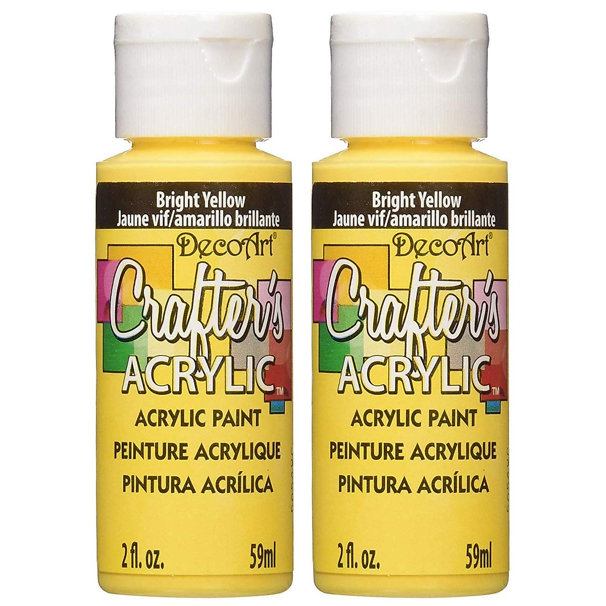 2-Pack Bundle - Deco Art Crafter's Acrylic All Purpose Paint - Bright Yellow (dca-49) - 2-Ounces Each