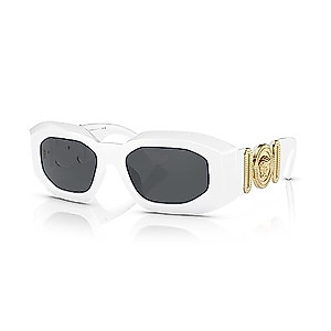 Versace VE 4425U 314/87 Irregular Plastic White Sunglasses with Dark Grey Solid Color Lens