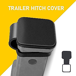 Sodcay 1 PC Car Trailer Cover, 2In Trailer Hitch Covers, Square Plug Protection Cap, Traction Cover, for Toyota Ford Jeep Chevrolet Nissan Dodge (Black)