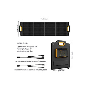 Powerness 200 Watt 18V Portable Solar Panel with 16.4 Feet/5 Meters DC Extension Cable