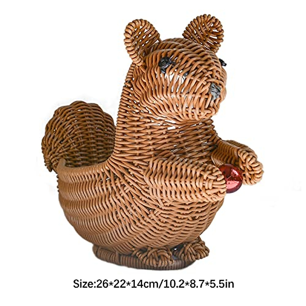 YQYAZL Handwoven Rattan Basket, Squirrel Shape Woven Wicker Baskets for Organizing Cute Small Storage Basket for Decoration,Picnic, Groceries, Toy Storage