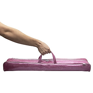 Cintrio Twirling Baton Bag Case with Adjustable Shoulder Strap - Pink Sparkle Case for Majorette Marching Dance Batons - Complete with Rainbow Dance Ribbon Streamer