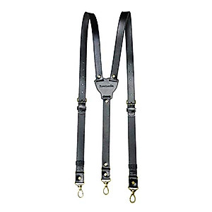 Rowmanlin Mens Suspenders with Snap Hooks on Belt Loops Genuine Cowhide Leather Adjustable Tuxedo Wedding for Gifts