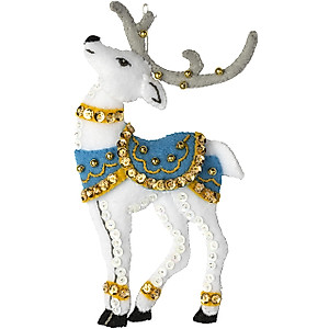 Bucilla Felt Applique 6 Piece Ornament Making Kit, Festive Reindeer, Perfect for DIY Arts and Crafts, 89299E