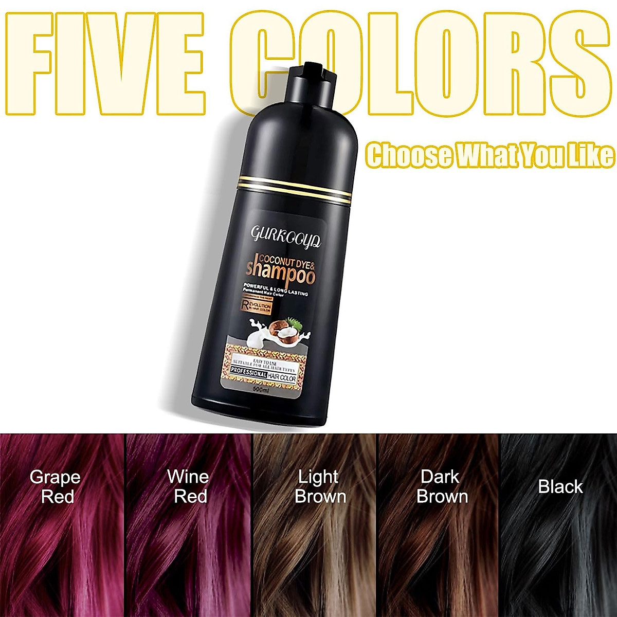 Natural Hair Color Shampoo with 100% Gray Coverage - Hair Dye for Women (Grape Red Shade)