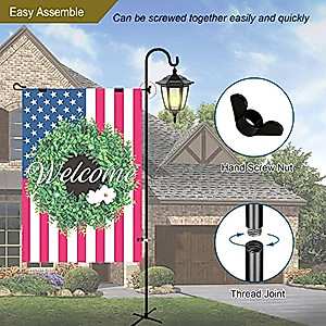 Luckupper Large Garden Flag Holder Stand Pole for 28 x 40 with Shepherd Hook,62 Inches Heavy Duty Yard Flag Post Stake for Outside