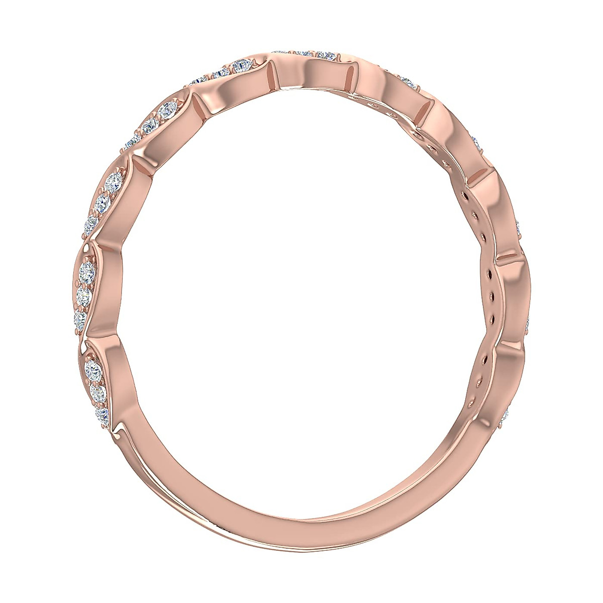 1/10 Carat Diamond 3/4 Eternity Wedding Band Ring in 14K Rose Gold (Ring Size 7) (I1-I2 Clarity)
