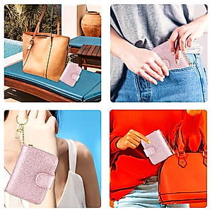 Beurlike Women's RFID Credit Card Holder Organizer Case Leather Security Wallet (Upgrade a (10 Accordion/Key Ring) - Glitter RoseGold)