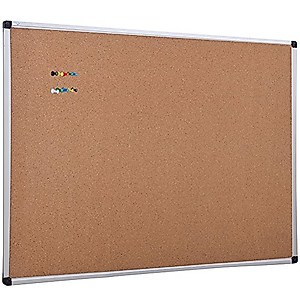 XBoard Cork Board 36 x 24, Notice Cork Bulletin Board , Corkboard with Aluminum Frame and Push Pins for Display