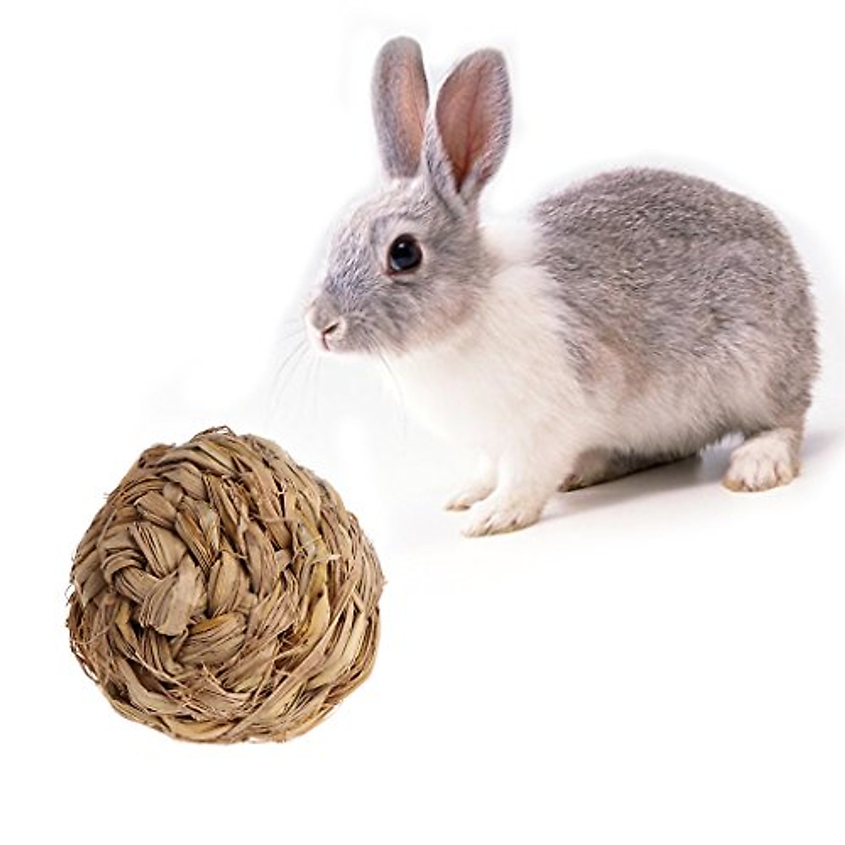 Amrka Pet Chew Toy Woven Grass Ball with Bell For Rabbit Hamster Guinea Pig Chinchillas 10cm/3.94"