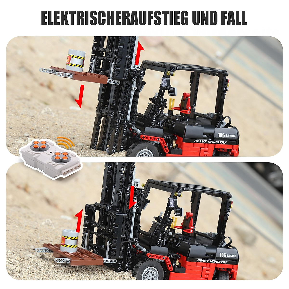 Mould King 13106 Forklift Truck Building Block Kit, MOC Remote Control Heavy-Duty Shelf Lifted Truck Model Toy, Gift Toys for Kids Age 8+/ Adult (1,719 Pieces)