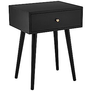 Decor Therapy Mid Century 1-Drawer Wood Side Table, 23.5" x 18" x 14", Black