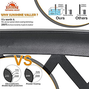 SUNSHINE VALLEY Patio Dining Table（Premium PVC Table Top）,60" x 37" x28" Rectangular Steel Outdoor Dining Table Steel Frame with 1.57" Umbrella Hole,for Garden Backyard Lawn Yard.