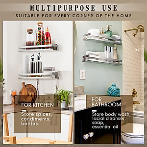 Lallisa 2 Pieces Stainless Steel Shelf Bathroom Shower Floating Shelves Wall Mounted Shower Caddy Basket Shelf Storage Organizer Shelves for Bathroom, Kitchen, Living Room (Silver,15.75 Inch/ 40 cm)