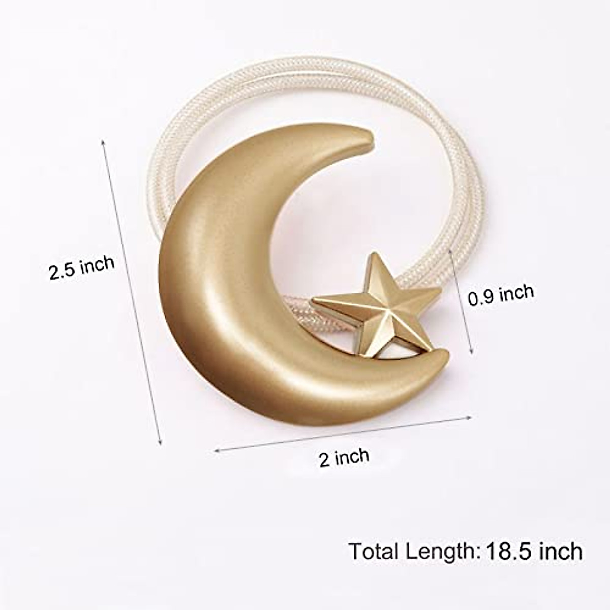 canjuxk 2 Pack Curtain Tie,Magnetic Curtain Tiebacks,Star Moon Curtain Decorative Weave Rope Curtain Holdbacks Holder for Window Decor, Curtain Clips Rope Straps Magnet for Home Office (Gold)