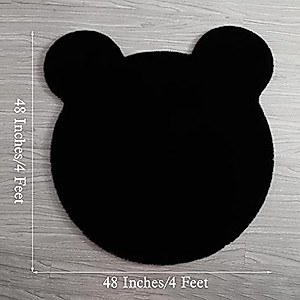 TNNOLA Bear Shaped Rug 4 x 4 Feet Faux Fur Rugs for Bedroom Aesthetic Soft Fluffy Faux Rabbit Fur Rug Fuzzy Carpet for Nursery Kids Teen Girls Room Home Decor