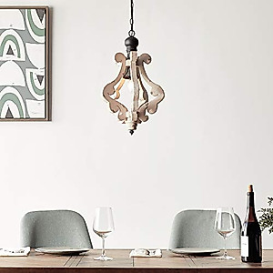 A&B Home DS35539 Harper 1-Light Wood & Metal Chandelier, 12.5" x 12.5" x 21"