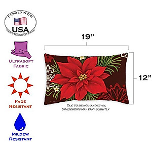 Toland Home Garden Red Damask 12 x 19 Inch Indoor, Pillow Case Only (2-Pack)