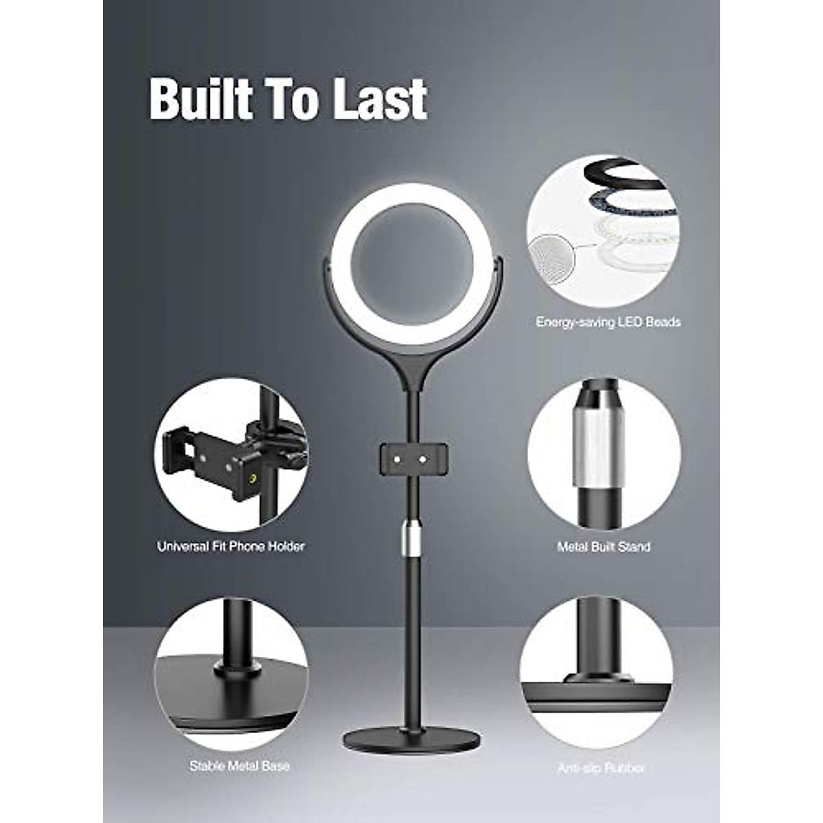 Computer Ring Light for Video Conference Lighting, Elitehood Desktop Ring Light with Stand for Laptop, 8 inch Light Ring for Zoom Meeting, Video Recording/Make Up/Live Streaming//Online Video Call