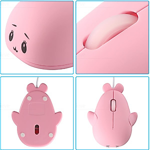 UGpine Cute Animal Baby Dolphin Shape USB Wired Mouse 1600 DPI Optical Mice Mini Small Kids Children Mice for PC Laptop Computer (Pink)