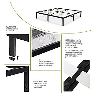SLEEPLACE 14 Inch ST-3000 Ultra 3 Inch Wood Slat Bed Frame, King