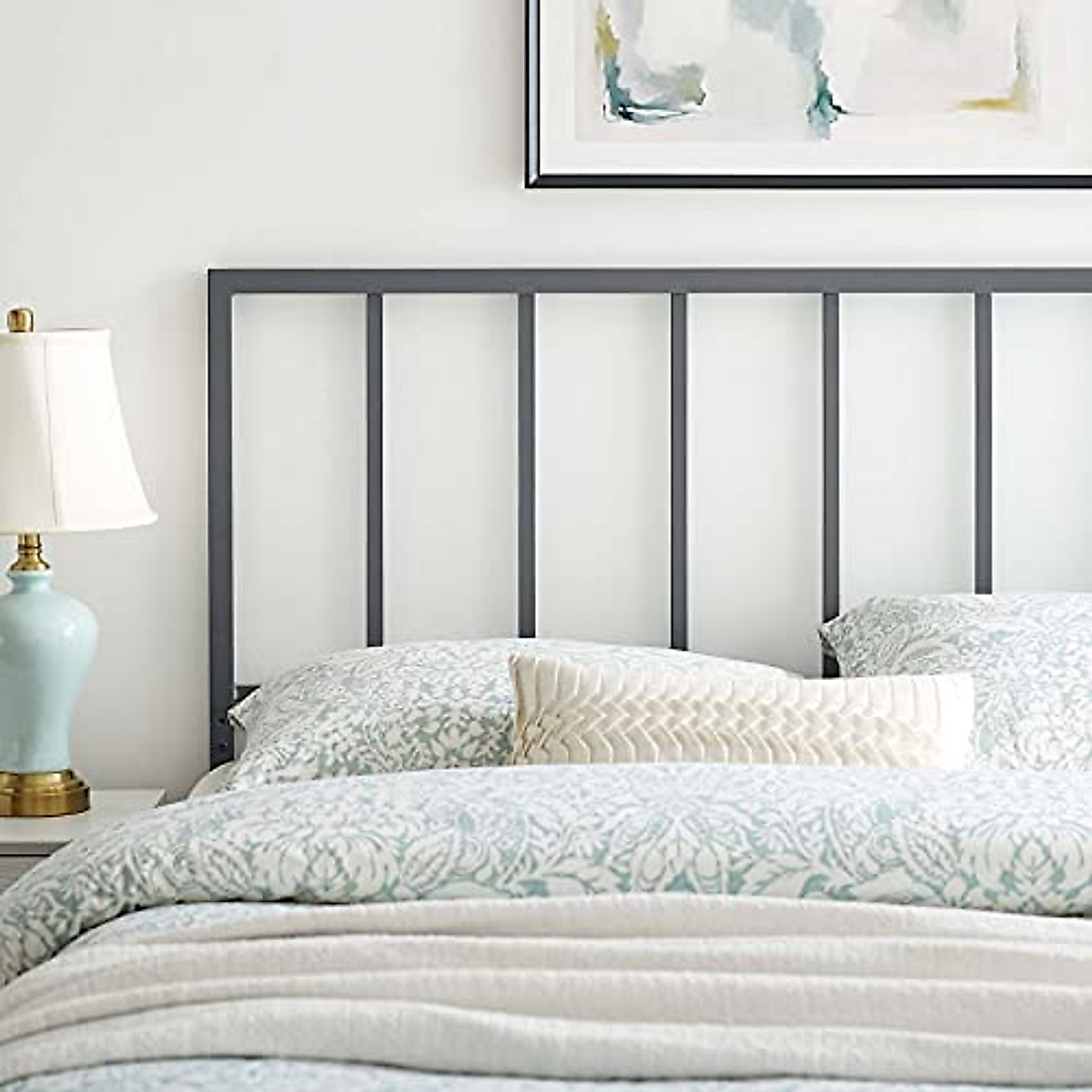 Modway Tatum Modern Farmhouse Metal King Headboard in Gray