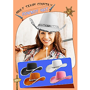 SGBETTER 4 Pack Adult Texan Cowboy Hat Country Western Cowgirl Hat Cowboy Hat for Women Cowboy Themd Party Dress up