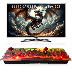 RegiisJoy 28890 Games in 1 Pandora 60S Arcade Game Console Retro Game Machine for PC & Projector & TV, 2-4 Players, 1280X720, 3D Games, Search/Hide/Save/Load/Pause Games, Favorite List