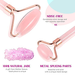 rosenice Gua Sha Set Jade Stone Tools Guasha Tool for Face Skincare Facial Body Relieve Muscle Tensions Reduce Puffiness Festive Gifts