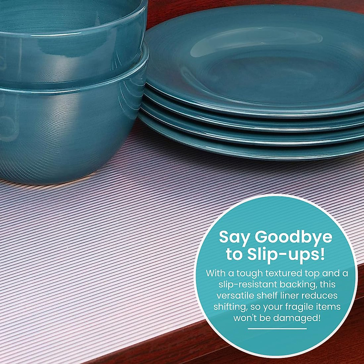 Con-Tact Brand Premium Plus Heavy Duty Non-Adhesive Shelf and Drawer Liner, 12" x 6', Ribbed Clear, 6 Rolls