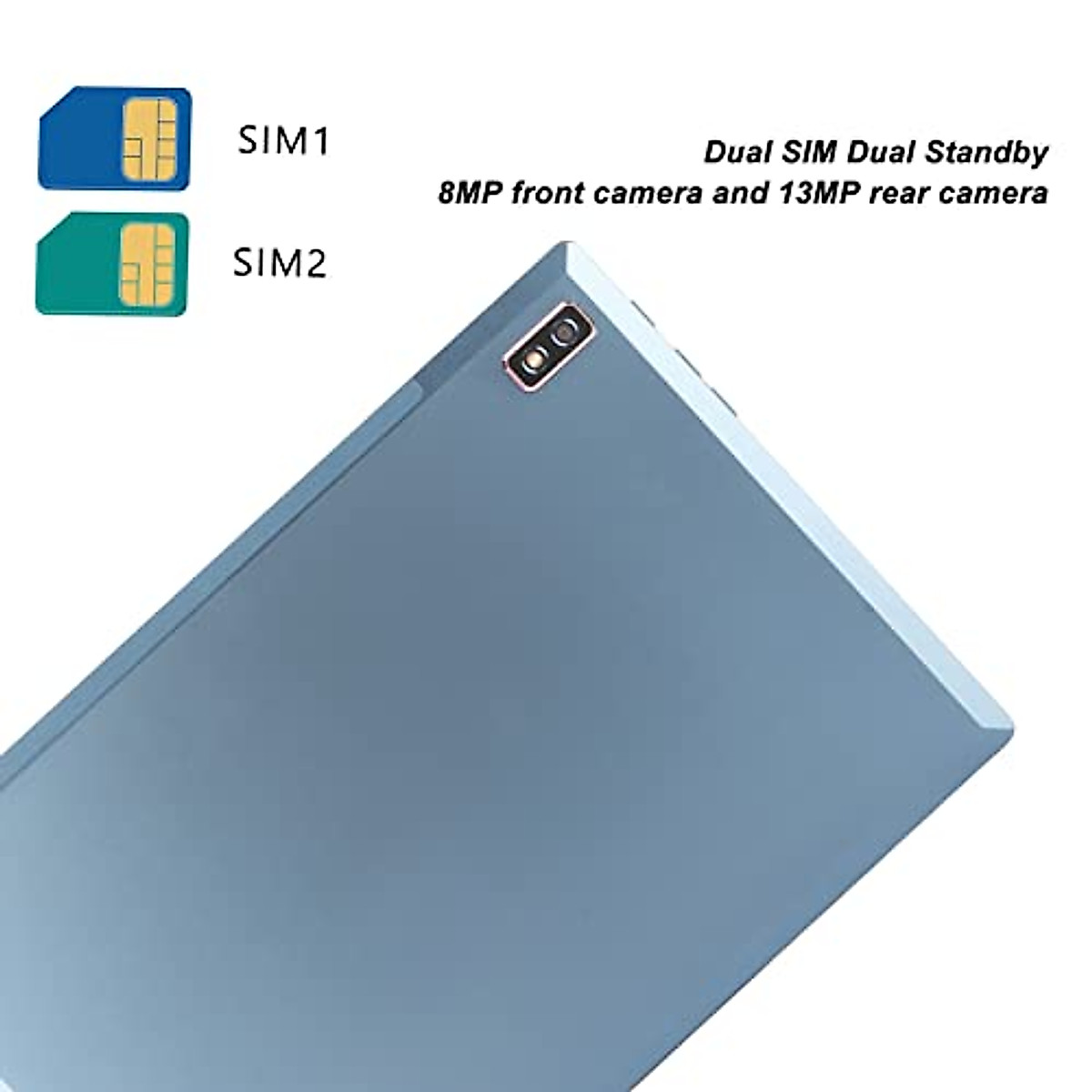 Naroote 10.1 Inch Tablet Blue Reading Tablet Dual Camera for School (US Plug)