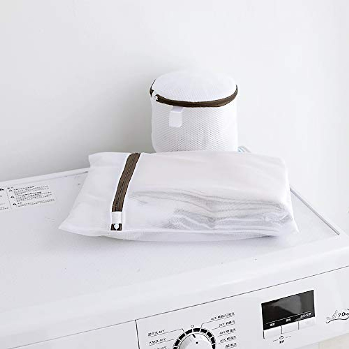 Mesh Laundry Bags Heavy Duty Fine Mesh Wash Bag Travel Storage Organize Bag, Fine Weave Fabric Zipper Closure Travel Laundry Bag (Cylinder)