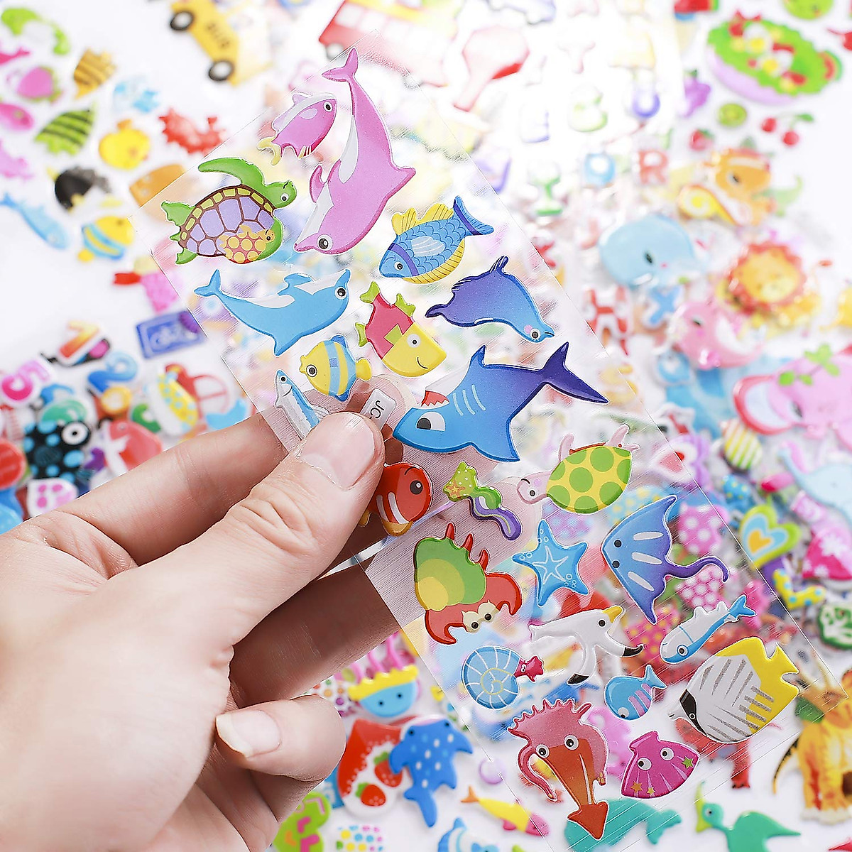 3D Stickers for Kids Toddlers 550+ Vivid Puffy Kids Stickers 24 Different Sheets, Colored 3D Stickers for Boys Girls Teachers, Reward, Craft Scrapbooking