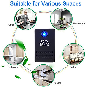 HAPHID Ionizer Air Purifier/Plug in Air Purifier with Highest Output - Up to 40 Million Anions,Filterless Ion Air Purifier for Home&Office Purify:Odors,Pets Smell Etc(1-Pack), Black, AP08B1