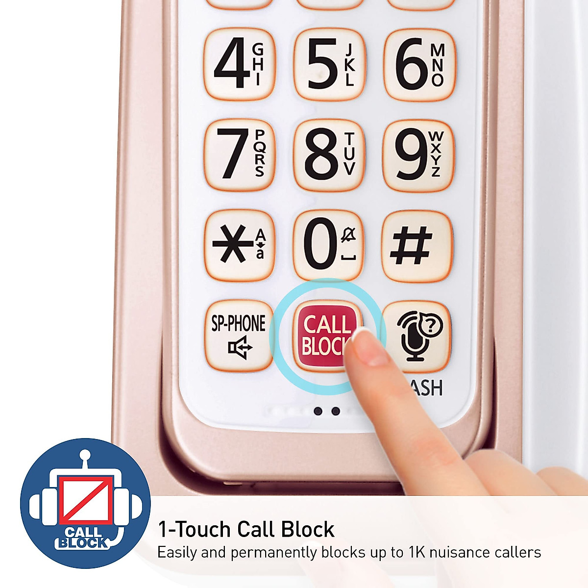 Panasonic Cordless Phone with Link2Cell Bluetooth, Voice Assistant, Answering Machine and Call Blocking, Expandable System with 2 Cordless Handsets - KX-TGD862G (Rose Gold)